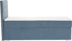 Boxspringová postel, jednolůžko, modrá, 90x200, pravá, PAXTON