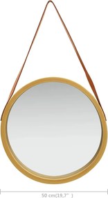 Nástěnné zrcadlo s popruhem 50 cm zlaté 320365