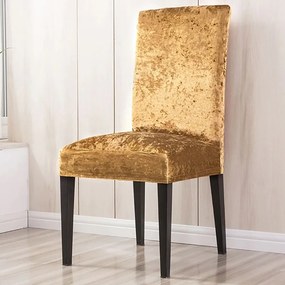 Sametové jednobarevné potahy na židle Varianta: lesklá, zlatá