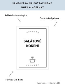 Samolepka na kořenky SALÁTOVÉ KOŘENÍ průhledná 3 × 4 cm tučné písmo