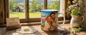 Srdcem darované Veselý hrneček pro životní partnery - na přání 3D ilustrace