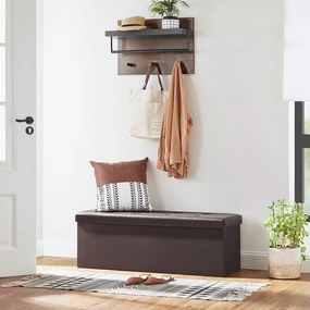 Puf, skládací úložná lavice otoman 120l, 110 x 38 x 38 cm, hnědý
