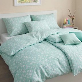 SCANquilt povlečení KLASIK sněženky mentolová 140 x 200/70 x 90 cm