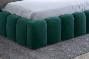 Manželská postel 140 cm Luxa (hořčicová) (s roštem, úl. prostorem a LED). 1041554