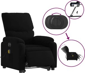 Elektrické zvedací masážní polohovací křeslo černé textil 3204862