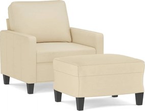 Křeslo s podnožkou krémové 60 cm textil 3201031