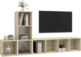 3dílný set TV skříněk dub sonoma dřevotříska 3079829