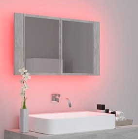 vidaXL LED koupelnová skříňka se zrcadlem 80x12x45cm akryl [804968] Barva: šedá s vysokým leskem
