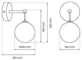 Nástěnné svítidlo Reflex, 1x grafitové skleněné stínítko, b/g