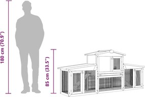 vidaXL Marketos Velká venkovní králíkárna červeno-bílá 201 x 45 x 85 cm dřevo