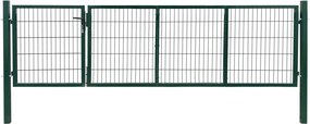 Zahradní plotová branka se sloupky - ocel - zelená | 350x100 cm