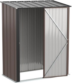 Zahradní kůlna Outsunny 1,34 m² s pultovou střechou, uzamykatelný nástrojový kabinet, vyrobený z pozinkované oceli, 161,5 x 94,5 x 196 cm, hnědý