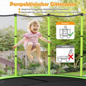 Costway Zahradní trampolína Ø 140 cm s ochrannou sítí trampolína pojme – zelený