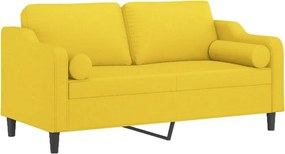2místná pohovka s polštáři světle žlutá 140 cm textil 3200850