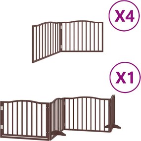 Zábrana pro psy s dvířky skládací 12 panelů hnědá 960 cm topol 3155636