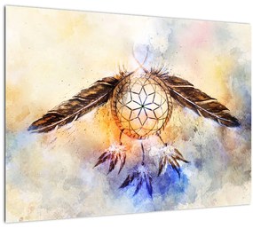 Obraz - Lapač snů s peříčky (70x50 cm)