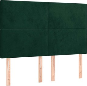Čelo postele s LED tmavě zelená 144x5x118/128 cm samet 3122195