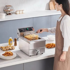 Komerční elektrická fritéza 3000 W 9 L z nerezové oceli upgrade 200°C