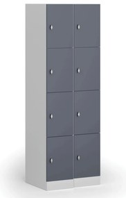 Šatní skříňka S1 s úložnými boxy, 4 boxy, 1850 x 300 x 500 mm, demont, otočný zámek, zelené dveře