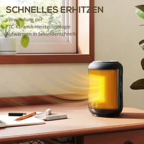 HOMCOM topidlo, 1500 W přímotop se 3 režimy, 24hodinovým časovačem, ochranou proti převrácení a přehřátí, 14 x 21,5 cm, černé