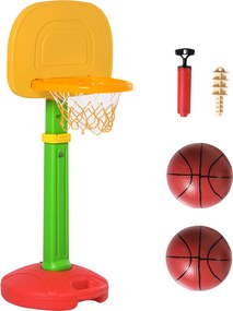 HOMCOM Dětský Nastavitelný Basketbalový Koš s 2 Míči a Pumpičkou pro Děti 3+ Hračky na Sport do Interiéru a Exteriéru 52,5x44x120-160 cm Vícebarevný |