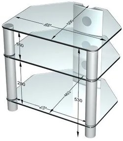Hifi stolek SONOROUS RX 2130 (čiré sklo + černé alu)