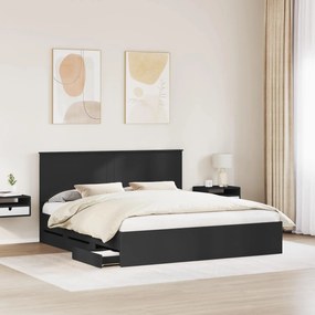Rám postele se zásuvkou Černá 200 x 200 cm Inženýrské dřevo 3409427