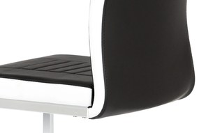 Jídelní židle DCL-406 BK, koženka černá s bílými boky, chrom