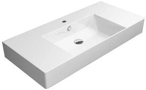 GSI KUBE X keramické umyvadlo 100 x 47 cm s odkládacími plochami s přepadem Extra Glaze bílá 9451111