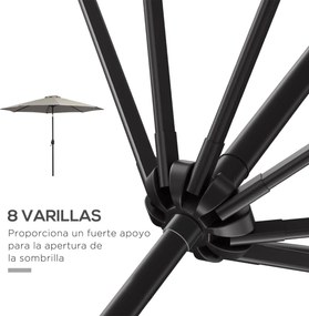 Zahradní slunečník Outsunny Ø295x250 cm s kličkou – venkovní parasol s naklápěcím mechanismem a odnímatelným kovovým sloupem pro terasu, bazén, balko…