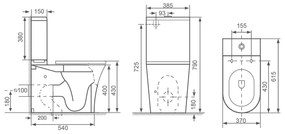 Bruckner Bruckner, DARIO RIMLESS WC kombi mísa s nádržkou, spodní/zadní odpad, bílá, 201.437.4