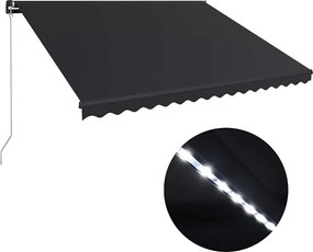 Ručně zatahovací markýza s LED světlem 450 x 300 cm antracitová 3051246