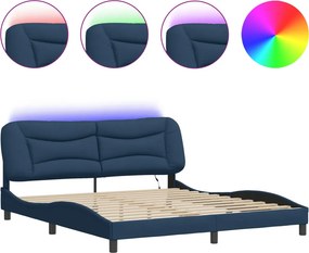 Rám postele s LED bez matrace Hvar Modrá 180x200 cm Látka 3213724