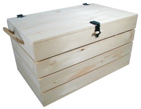 Dřevěná bedýnka na hračky - uzavíratelná 60x36x33cm severský smrk - Přírodní