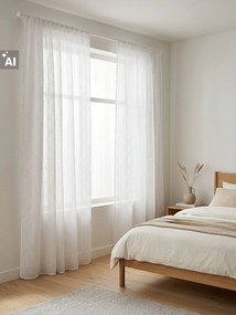Sinsay - Sada záclon na řasící pásce s lesklou geometrickou výšivkou 2 pack - bílá