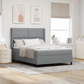 Postel s boxspringem s čelo Světle šedá 200 x 160 cm textil 3341714