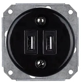 Elhard Kulatá keramická USB zásuvka, černá KV2032B