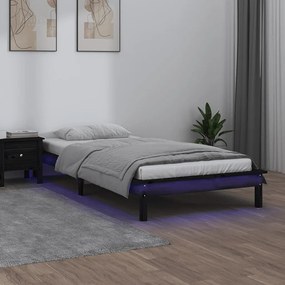 vidaXL Rám postele s LED 75 x 190 cm Small Single masivní dřevo [820634] Barva: Černá