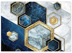 Skleněný obraz - Mramorové hexagony (70x50 cm)