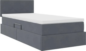 Postel s úložným prostorem s čelo Tmavě šedá 90 x 190 cm samet 3370666