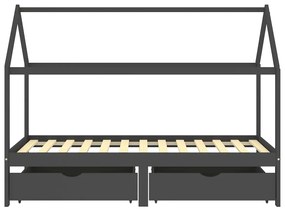 vidaXL Marketos Rám dětské postele se zásuvkami tmavě šedý borovice 90 x 200 cm