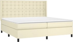 Box spring postel s matrací a LED krémová 200x200 cm umělá kůže 3139405