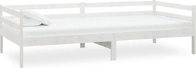 Denní postel s matrací 90 x 200 cm bílá masivní borové dřevo 3083560