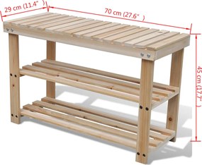 vidaXL Botník s lavicí 2 v 1 masivní jedlově dřevo [241067]