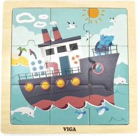Dřevěné puzzle pro nejmenší Viga 9 ks Loď