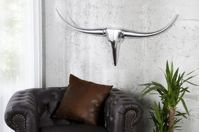 Noble Home Nástěnná dekorace Bull, 99 cm, stříbrná