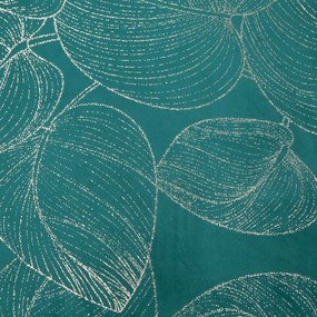 Sametový středový ubrus s lesklým potiskem tyrkysových listů Šířka: 35 cm | Délka: 140 cm