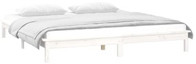 Rám postele s LED bílý 150 x 200 cm King Size masivní dřevo,  820612