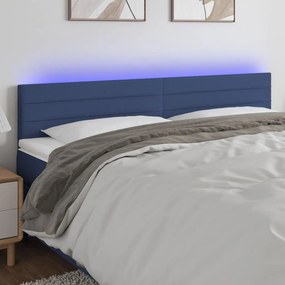 Čelo postele s LED modré 180x5x78/88 cm textil 3121772