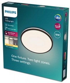 Philips 8719514431928 led stropní svítidlo ozziet 1x18w | 1800lm | 2700k - stmívatelné - sceneswitch, černá